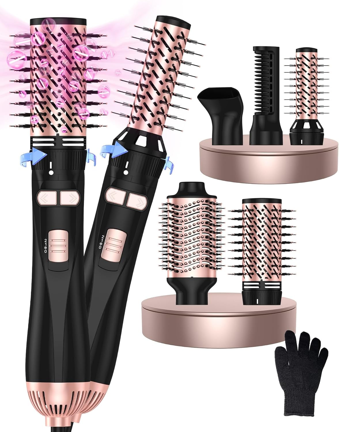 Rotatinghair dryer brush 5-in-1 drying brush, rotating curly hair brush ...