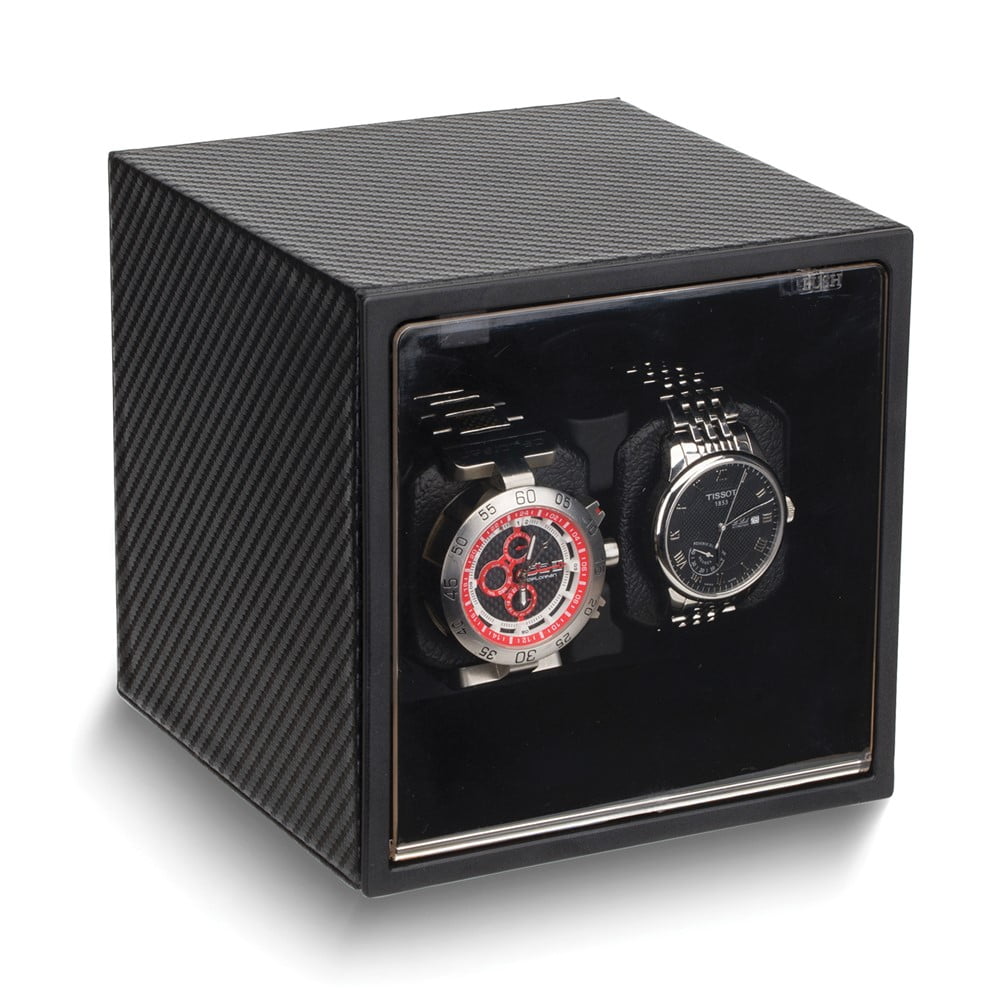 Rotations Carbon Fiber with Acrylic Window Wood Composite Dual Watch ...