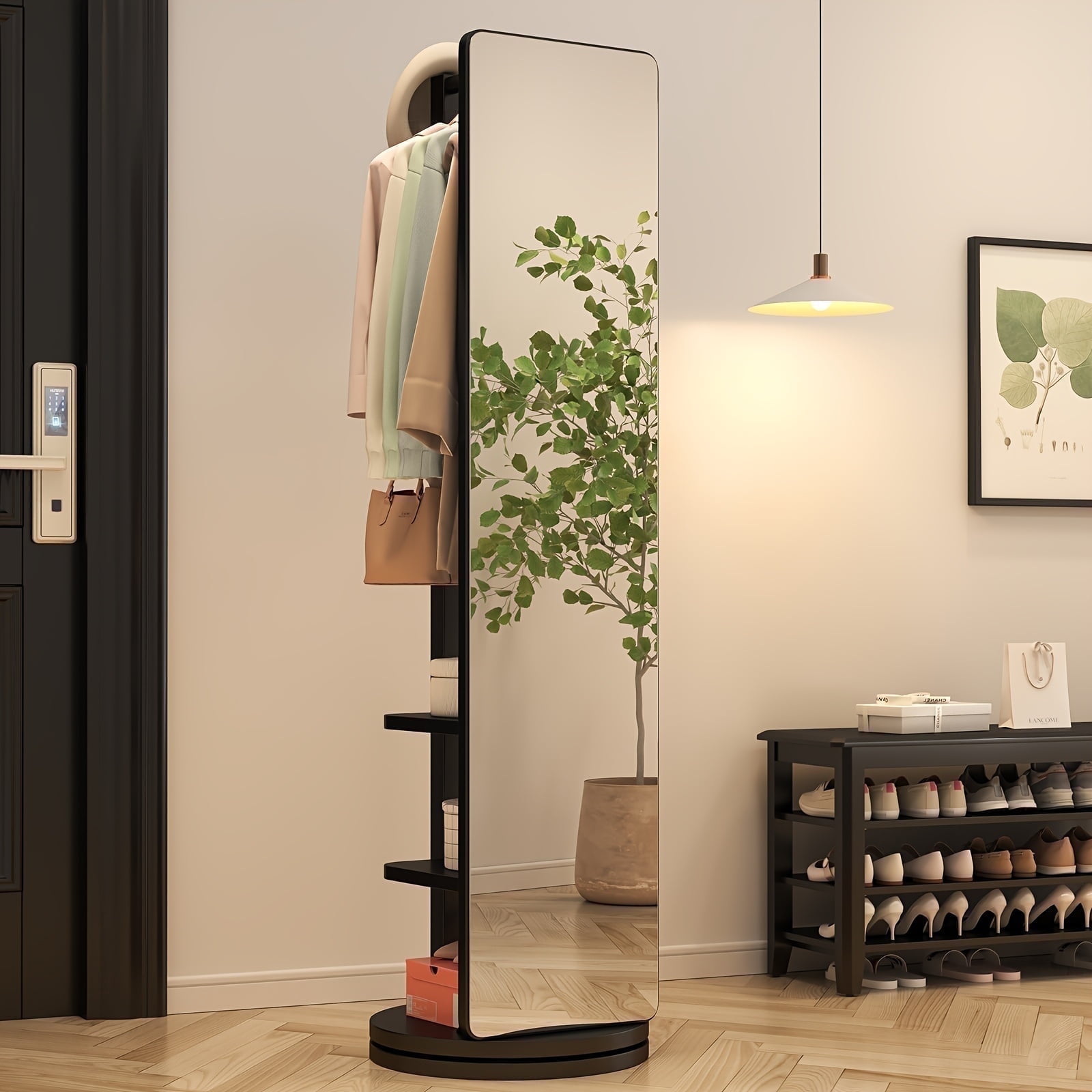 Rotaty Full Length Mirror, 69"x16", Unique Solid Wood Oversized Floor ...