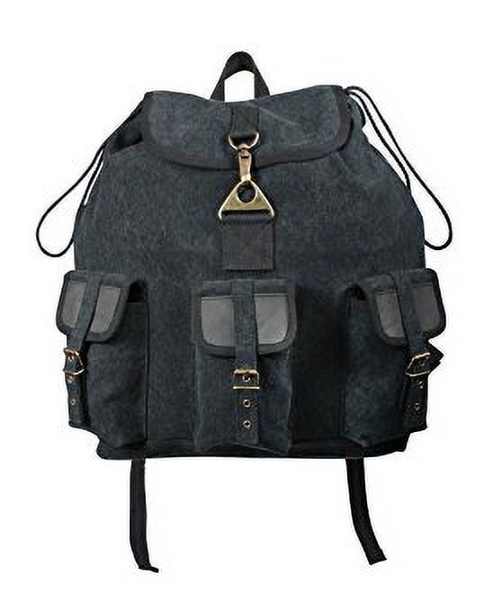 Rothco Canvas/Leather Wayfarer Backpack, Black - Walmart.com
