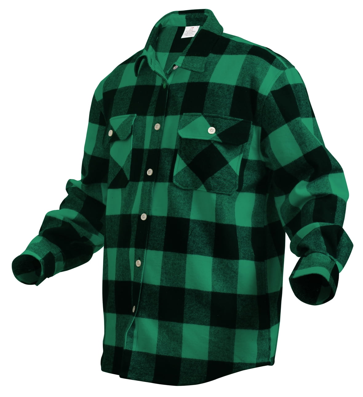 Rothco Extra Heavyweight Buffalo Plaid Flannel Shirt, Green Plaid, L ...