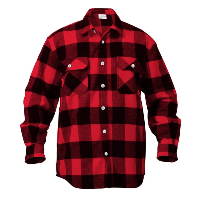 Rothco Extra Heavyweight Buffalo Plaid Flannel Shirt, Red Plaid, XL ...