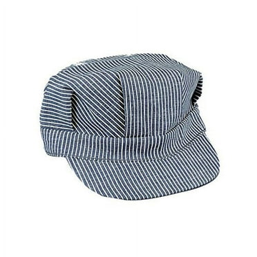 Mcap Striped Light Blue Vintage Train Conductor Cap, Adjustable Hook ...