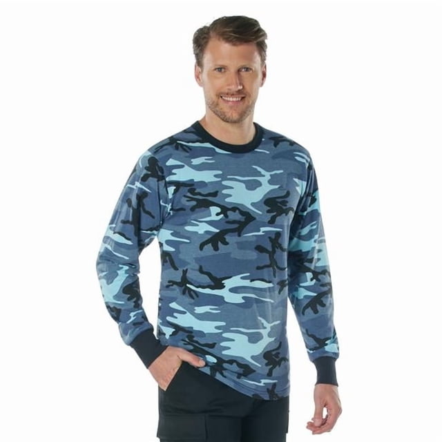 Rothco Long Sleeve Color Camo T-Shirt,Sky Blue Camo - Walmart Business ...