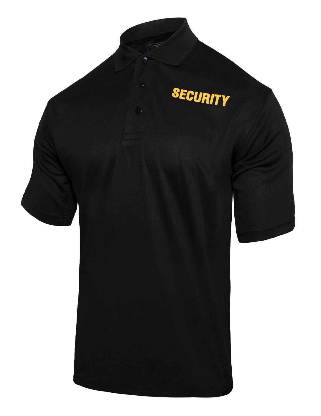 Rothco Security Polo Shirt, Moisture Wicking, Black W/ Gold Lettering ...