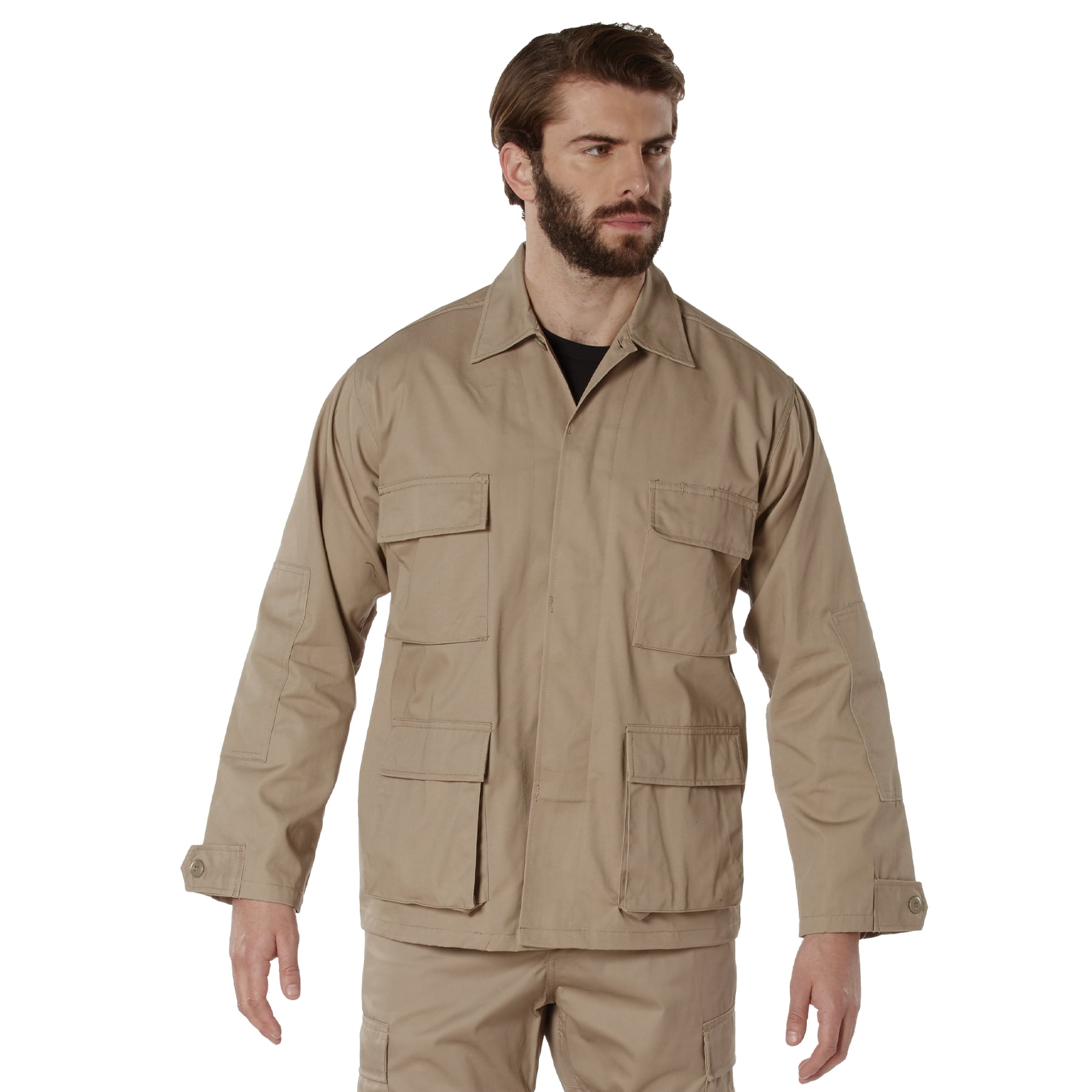 Rothco Poly/Cotton Twill Solid BDU Shirts,Khaki,M - Walmart.com