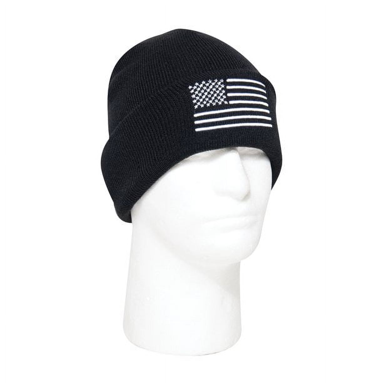 Rothco US Flag Embroidered Fine Knit Watch Cap, Black/White - Walmart.com
