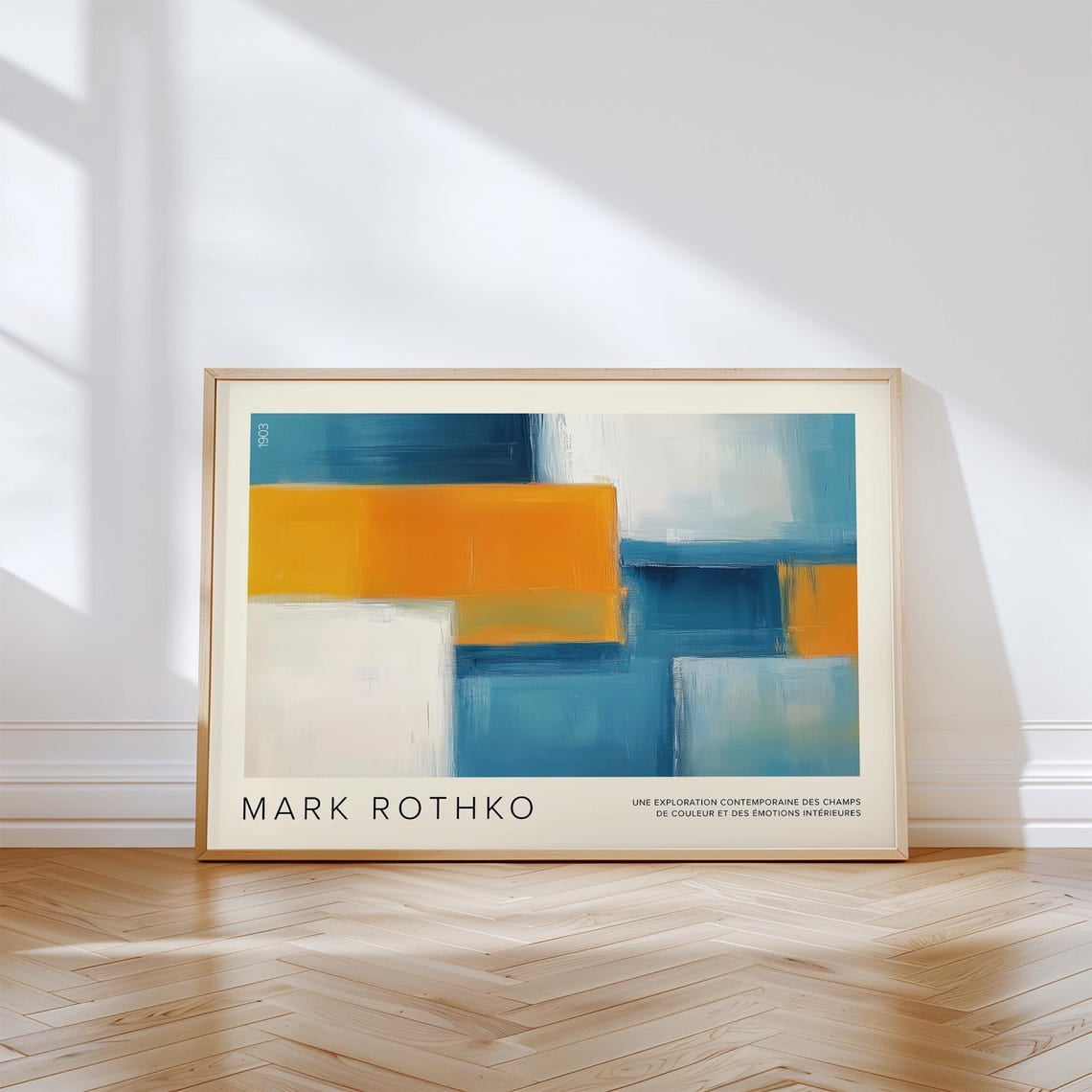 Rothko Inspired Blue Yellow Modern Print Poster - Horizontal Modern Wall Art Minimalist Colour ...