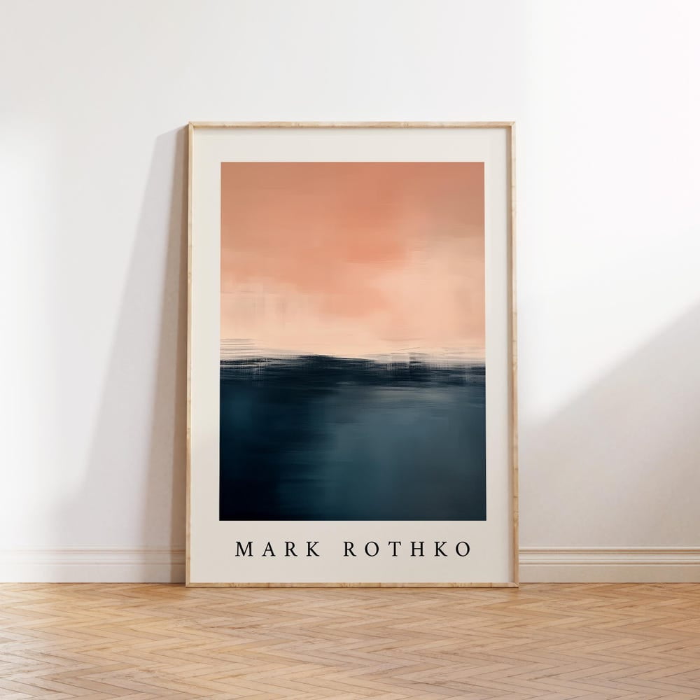 Rothko Modern Abstract Ocean Wall Art, Sunset Red Colour Block Poster ...