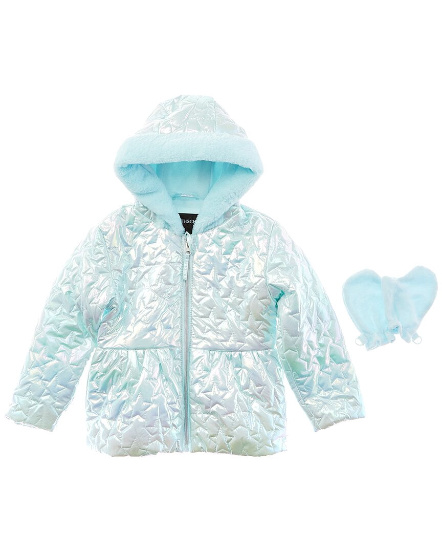 Rothschild Kids girls Quilted Peplum Jacket & Mittens, 12M, Blue ...