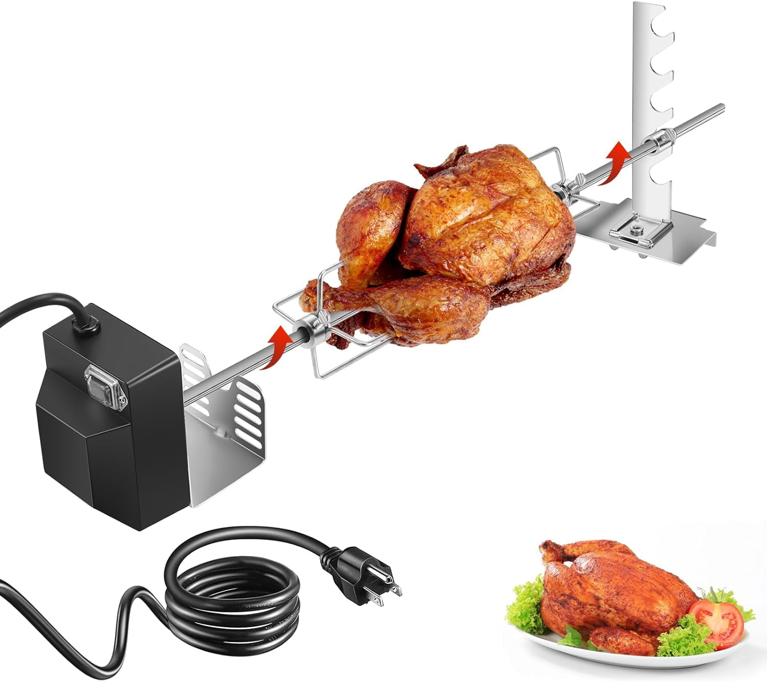 Rotisserie Grill Kit, Automatic Rotating BBQ, UL Certificated Universal Grill Rotisseries with ...