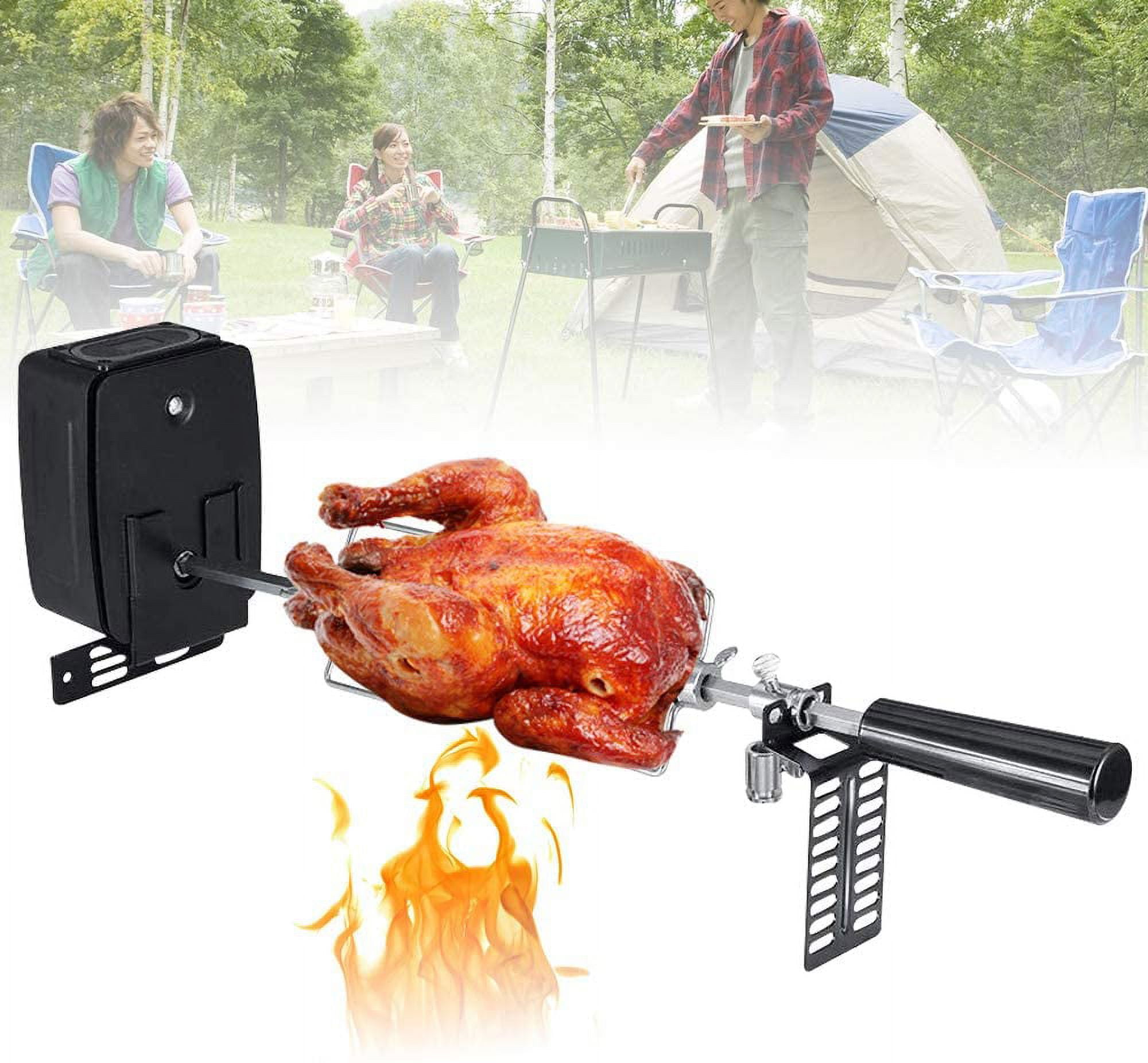 Rotisserie Kit - Heavy Duty Stainless Steel Universal Grill Rotisserie Kit with Electric Motor ...