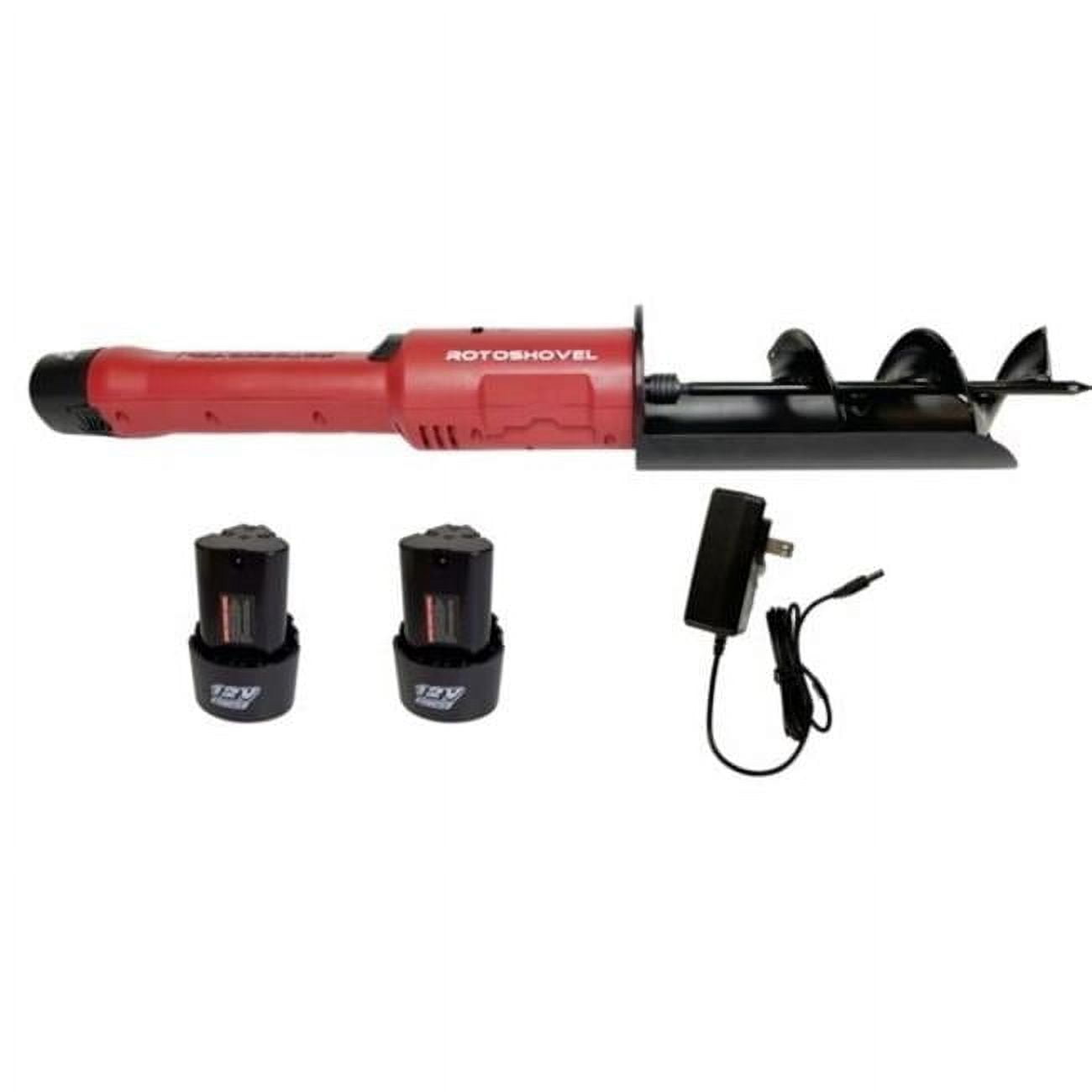 "RotoShovel Automatic Handheld Shovel with Auger, 2 Batteries, Red, 22. ...