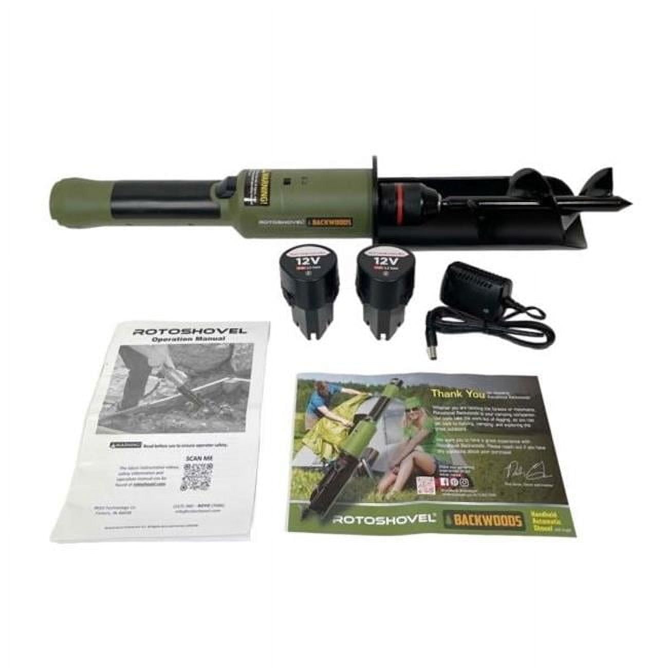 RotoShovel Backwoods Automatic Handheld Shovel w/Auger & 2 Batteries ...