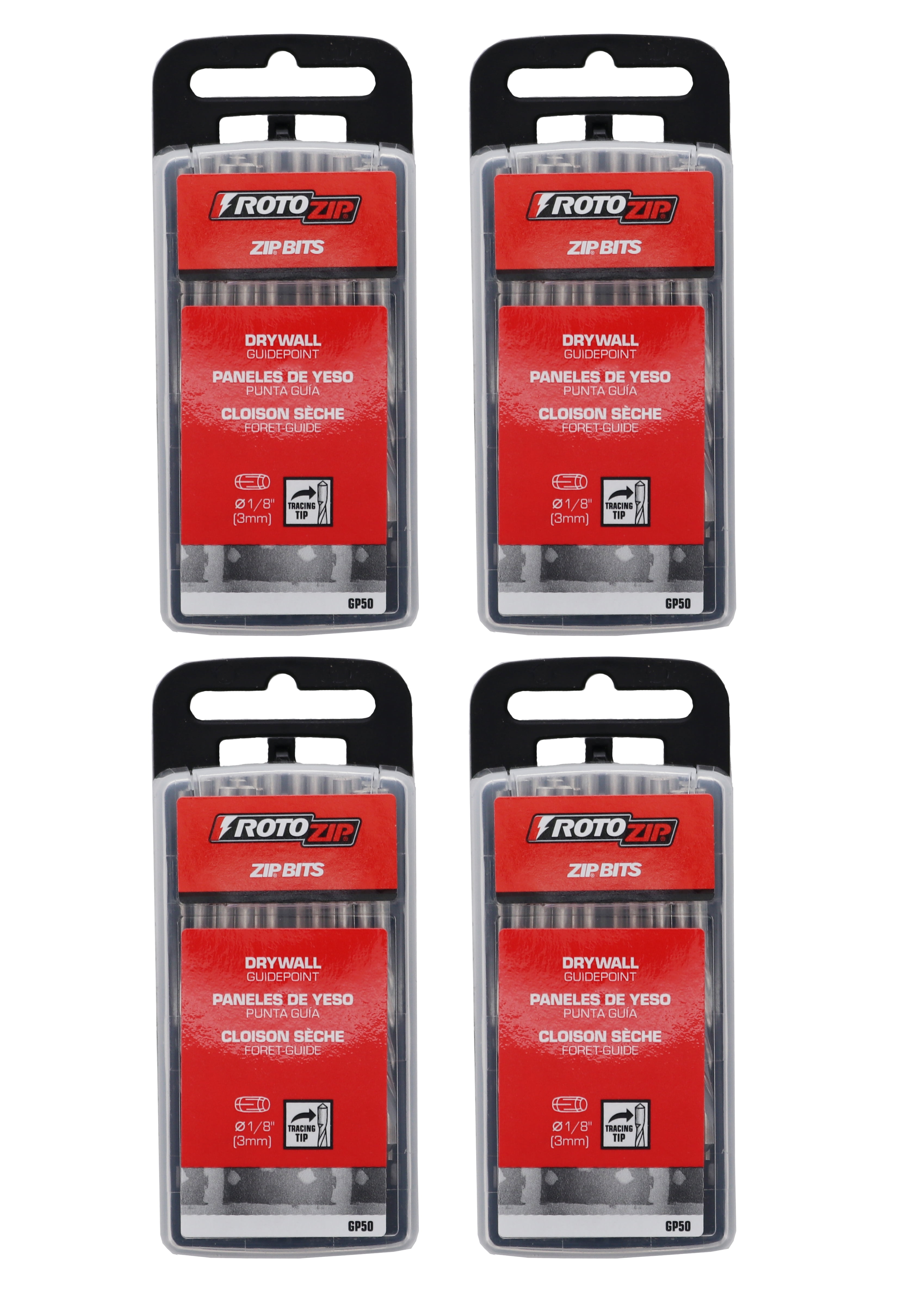 RotoZip GP50 Pack of 50 1/8-inch Guide Point Bits for Drywall (4-Pack ...