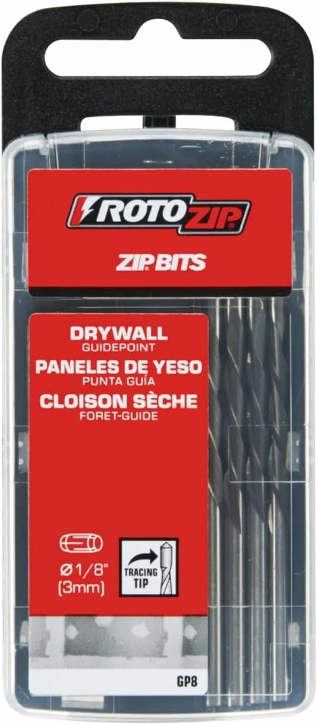 RotoZip Roto-Zip 1/8" Guide Point Drywall Router Bits for Cutout Tools ...