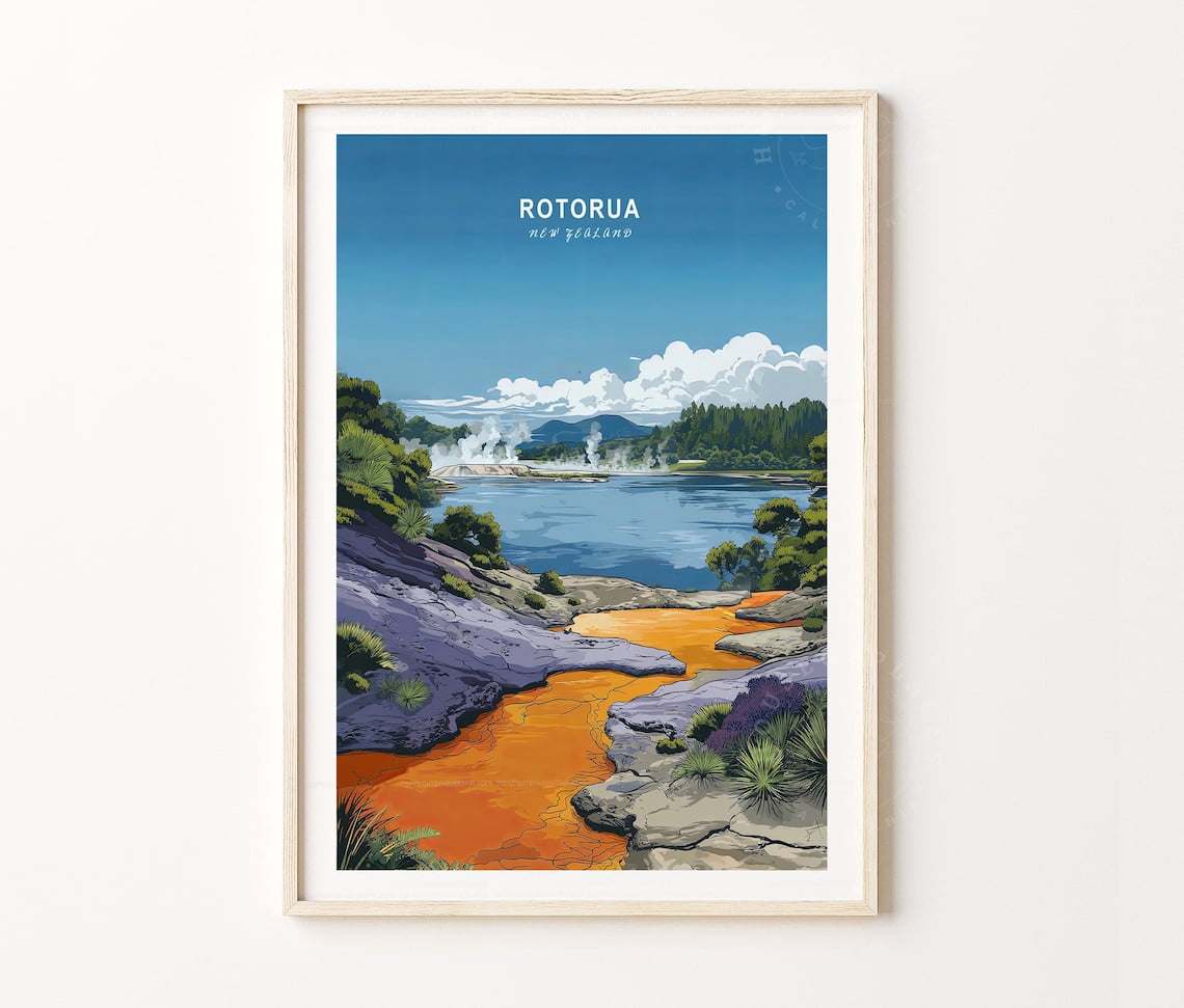 Rotorua New Zealand Wai-O-Tapu Geothermal Nature Wall Art, Unframed ...