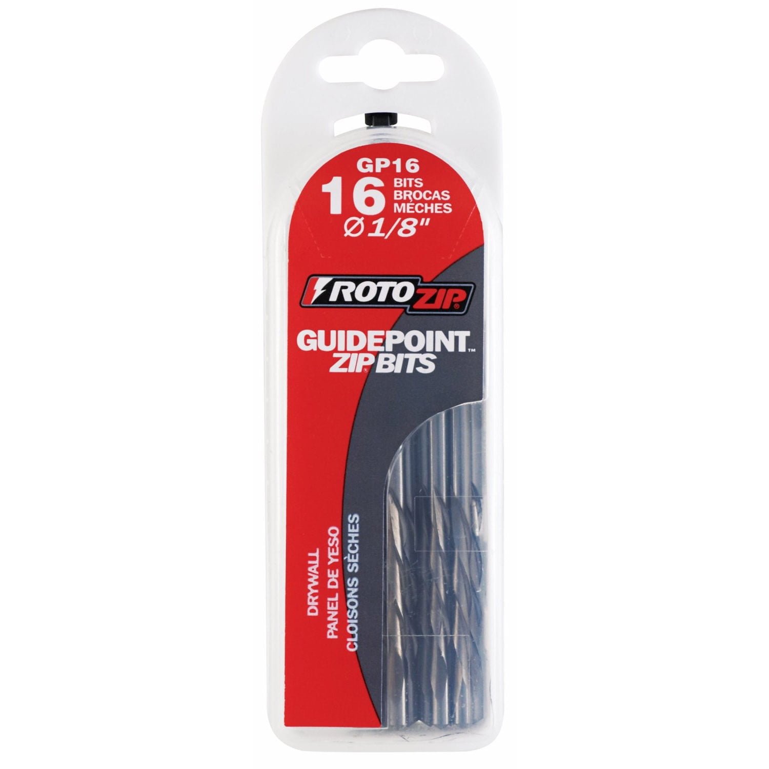 RotoZip Guidepoint Bit 1/8in 16 Pack, High Speed Steel, Drywall Cutting ...
