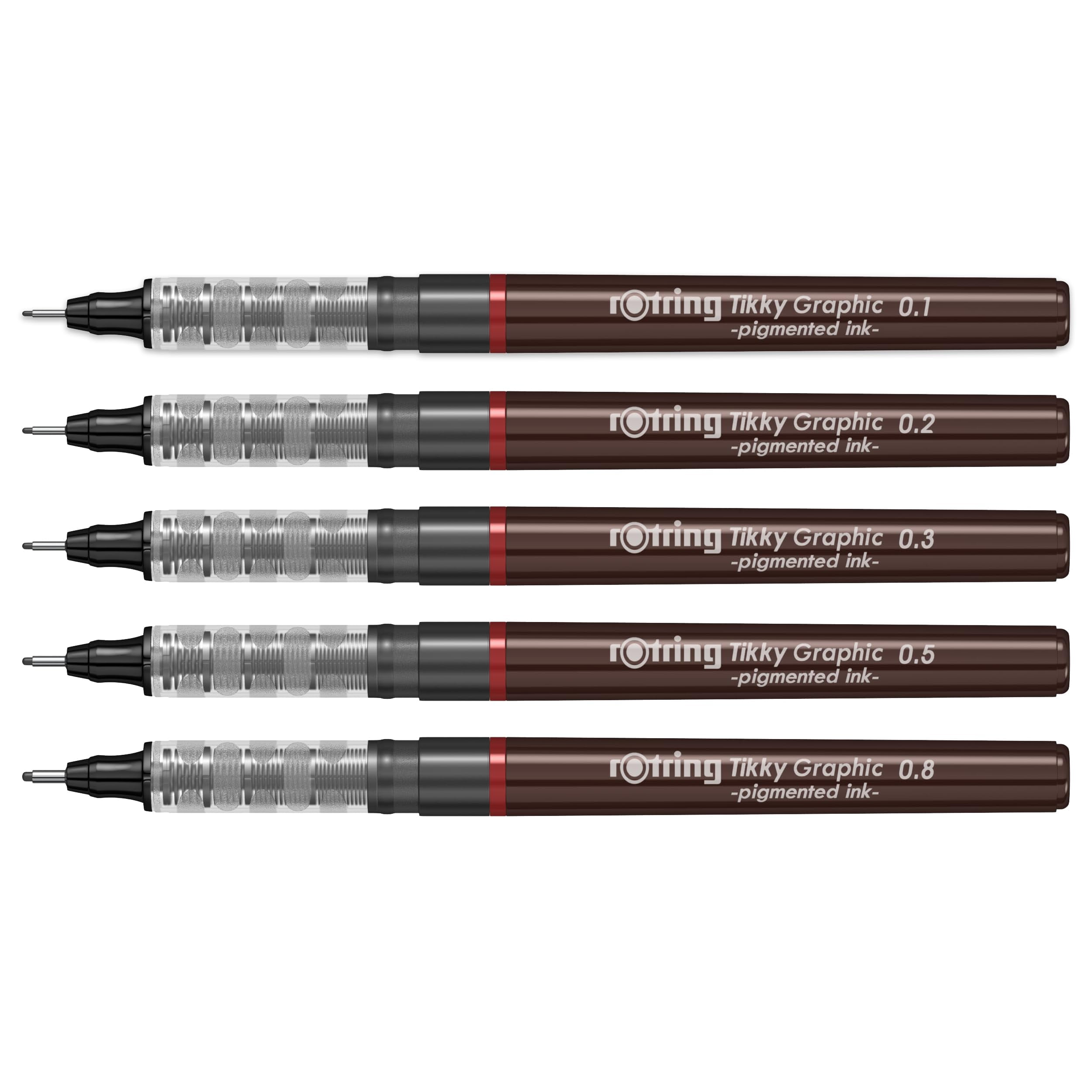 Rotring 0.1Mm, 0.2Mm, 0.3Mm, 0.5Mm, 0.8Mm Line Thickness Tikky Graphic ...