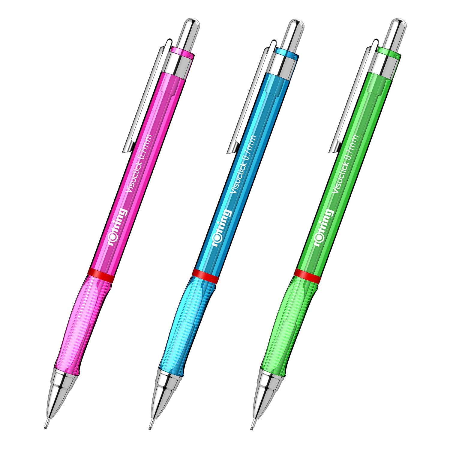 Rotring Visuclick 07mm Mechanical Pencils 2B Lead Green Blue Pink ...