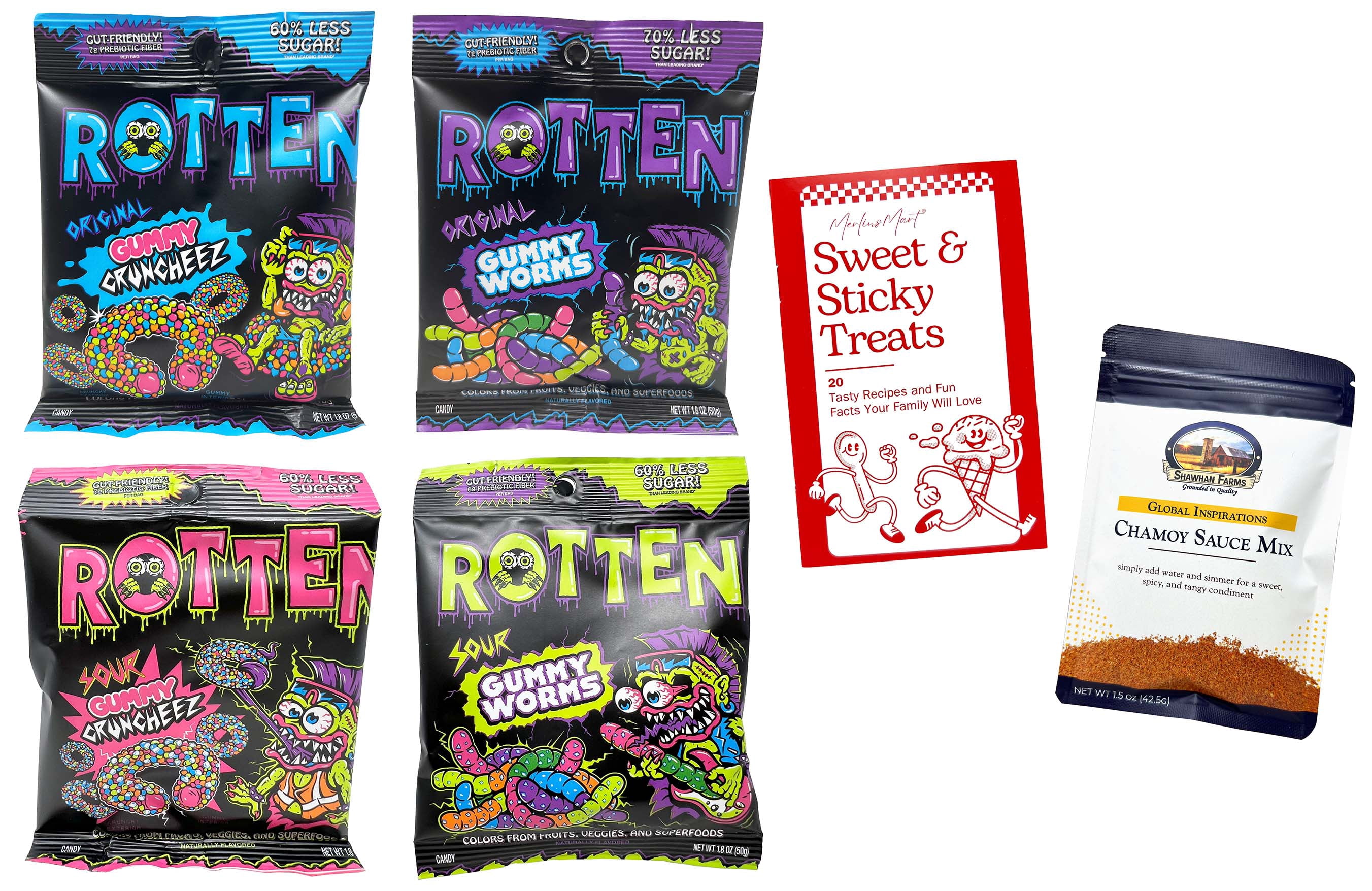 Rotten Candy Gummy Candy - 4 Flavors - 1 Each: Gummy Cruncheez, Gummy ...