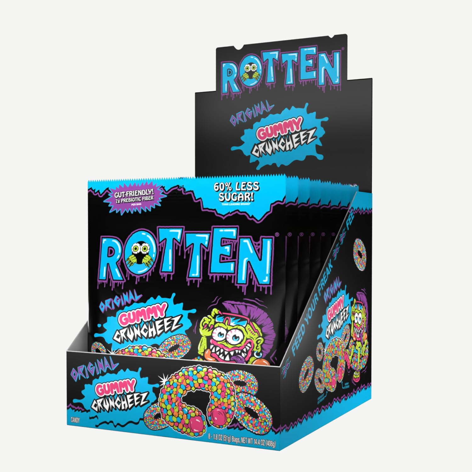 Rotten Original Gummy Cruncheez - Low Sugar, Low Calorie, 7g Gut ...