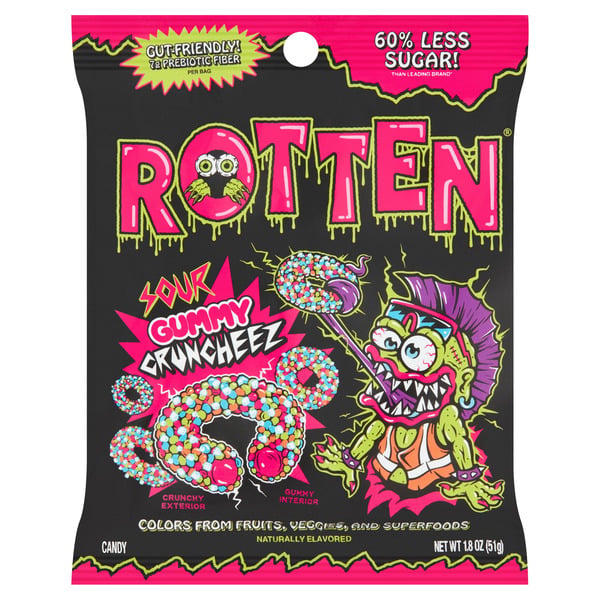 Rotten Sour Cruncheez Gummy Candy, 1.8 oz Bags (Pack of 6) – Tangy ...