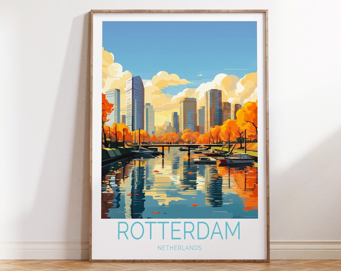 Rotterdam Netherlands Travel Poster, Netherlands Poster, Rotterdam ...
