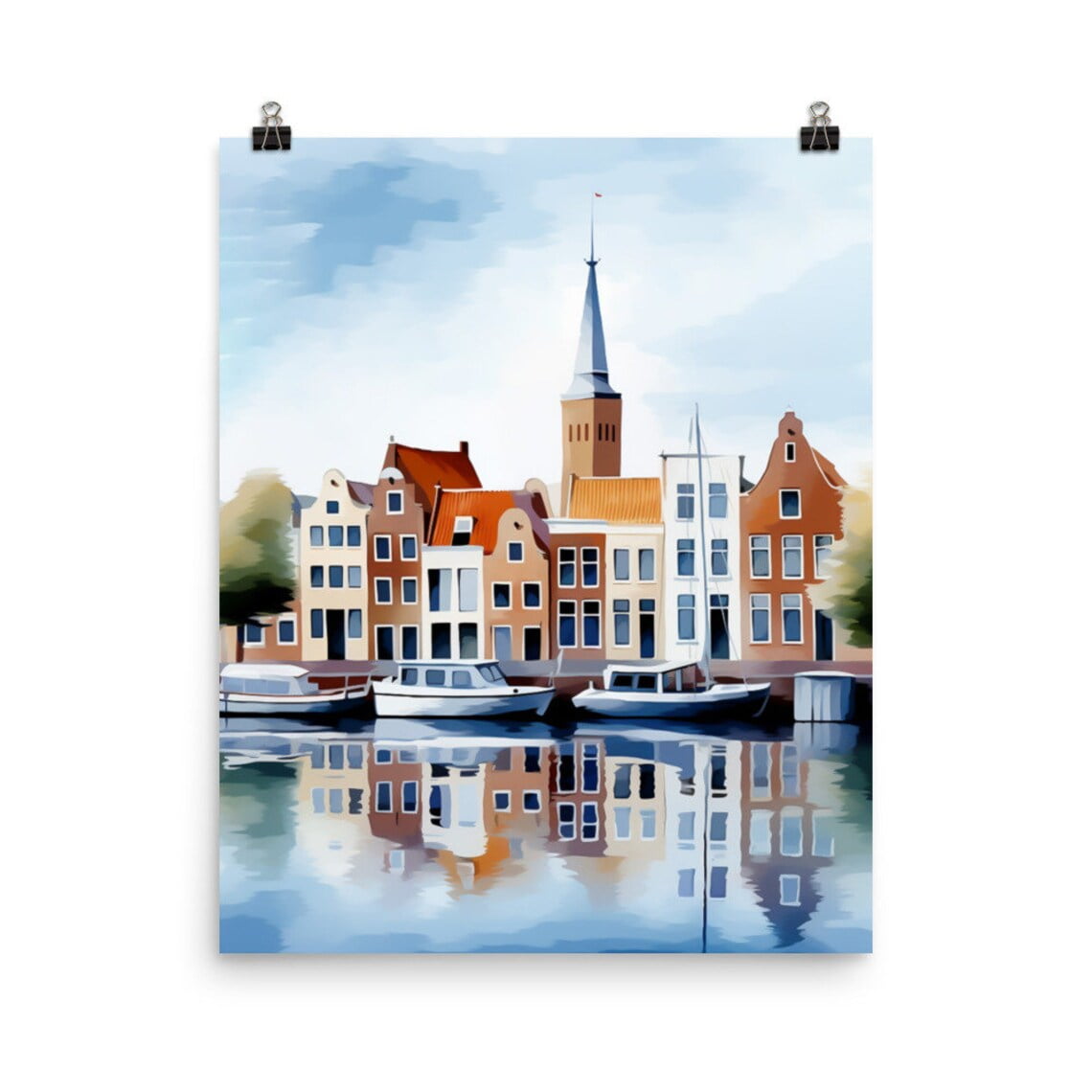 Rotterdam Print, Dutch Canal Cityscape Wall Art, Netherlands Travel ...