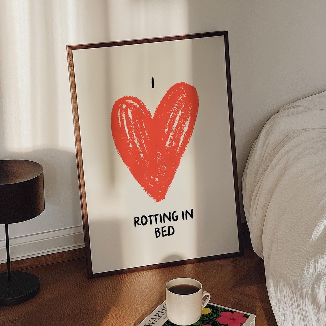 Rotting In Bed Print, Trendy Bedroom Wall Art, Cute Above Bed Wall Art ...