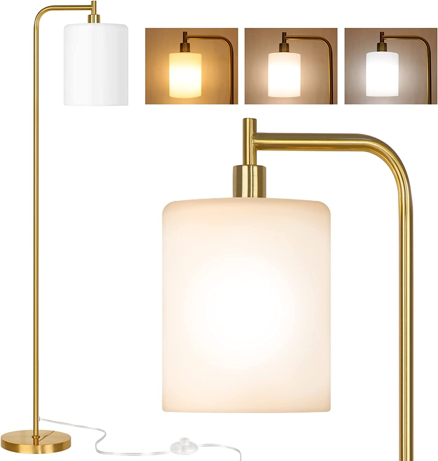 Rottogoon Modern Floor Lamp, Dimmable LED, Industrial Gold, Bulb ...