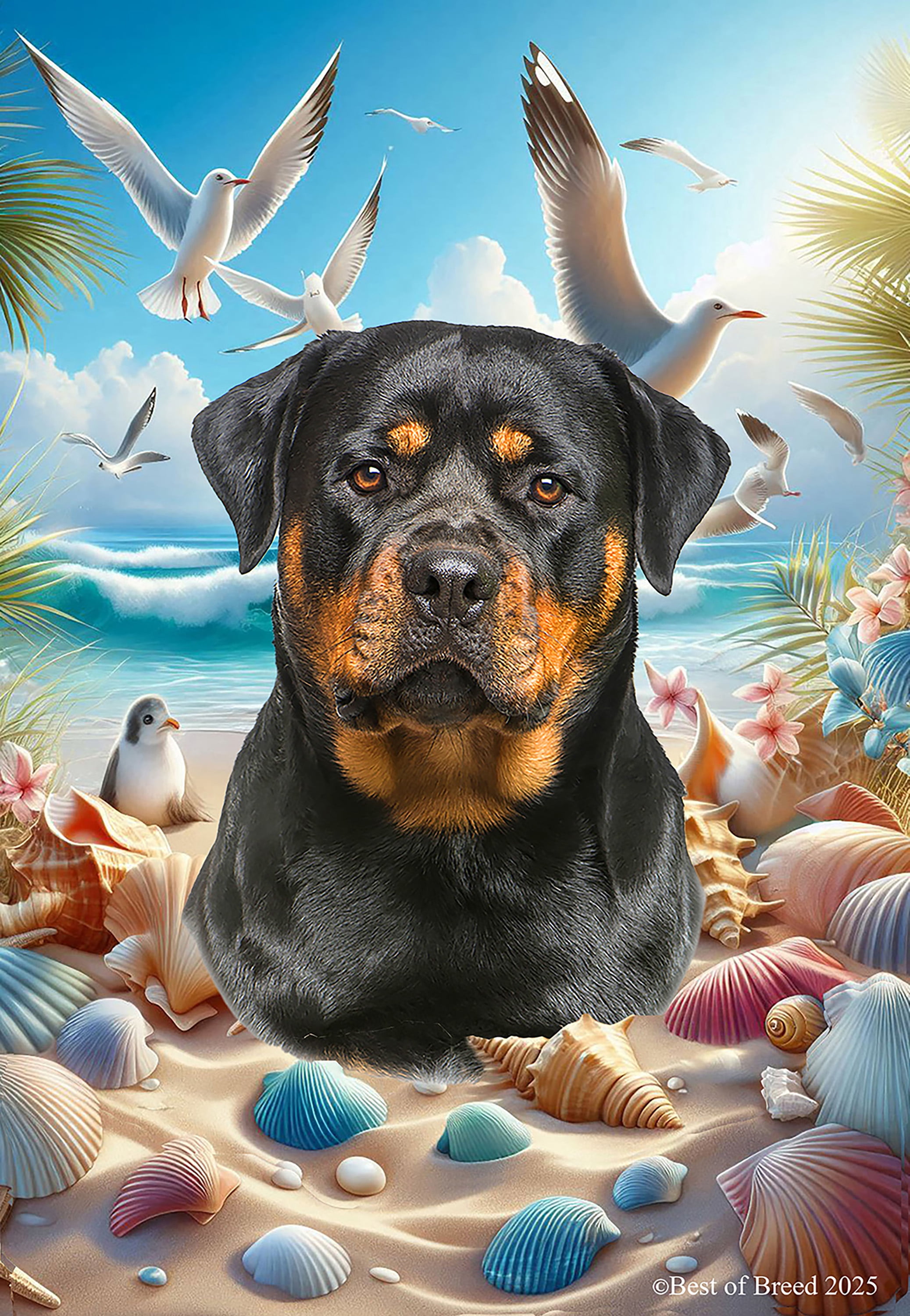 Rottweiler - Best of Breed Summer Beach Outdoor Garden Flag 12" x 17 ...