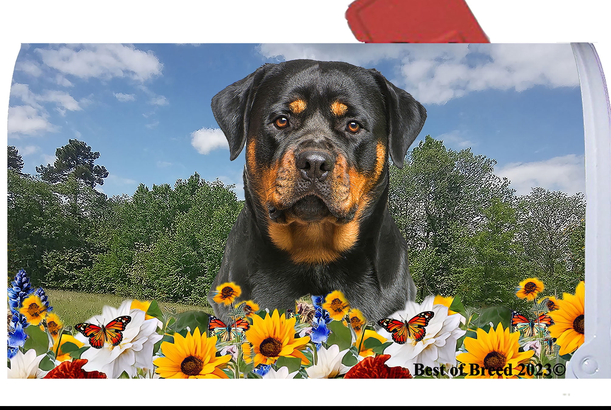 Rottweiler - Best of Breed Summer Flowers Mailbox Cover Hi-Grade Vinyl ...