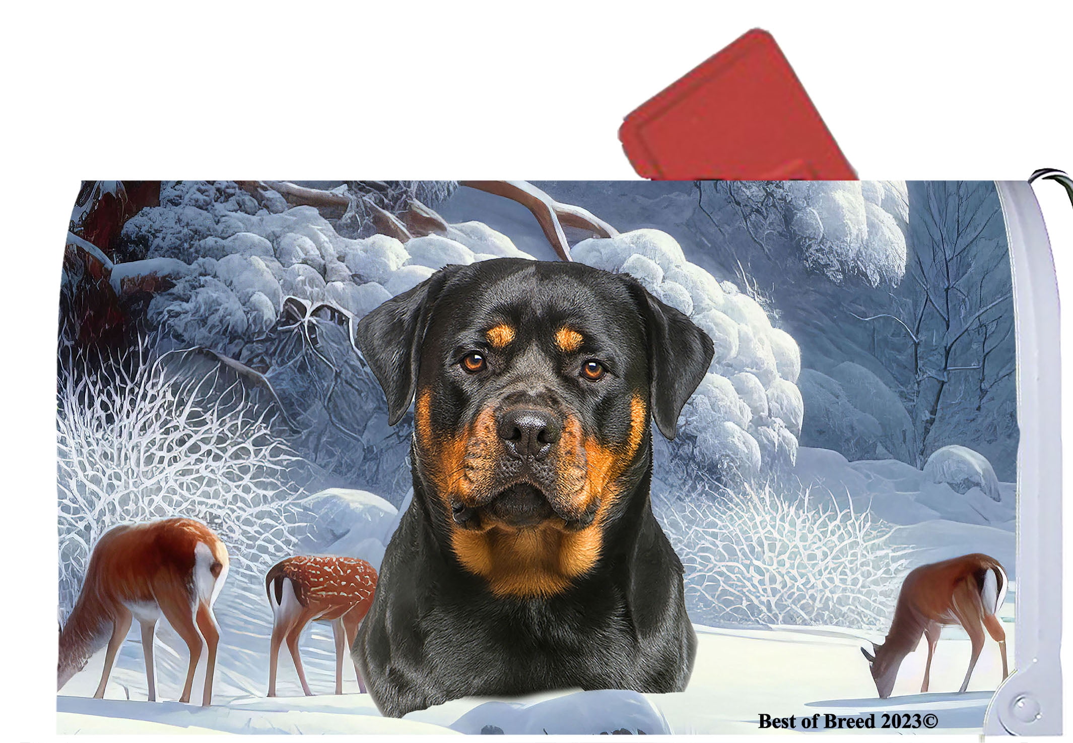 Rottweiler - Best of Breed Winter Wonderland Dog Breed Mail Box Cover ...