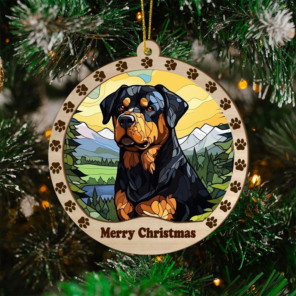 Rottweiler Christmas Decorations, Rottweiler Dog Stained Glass ...