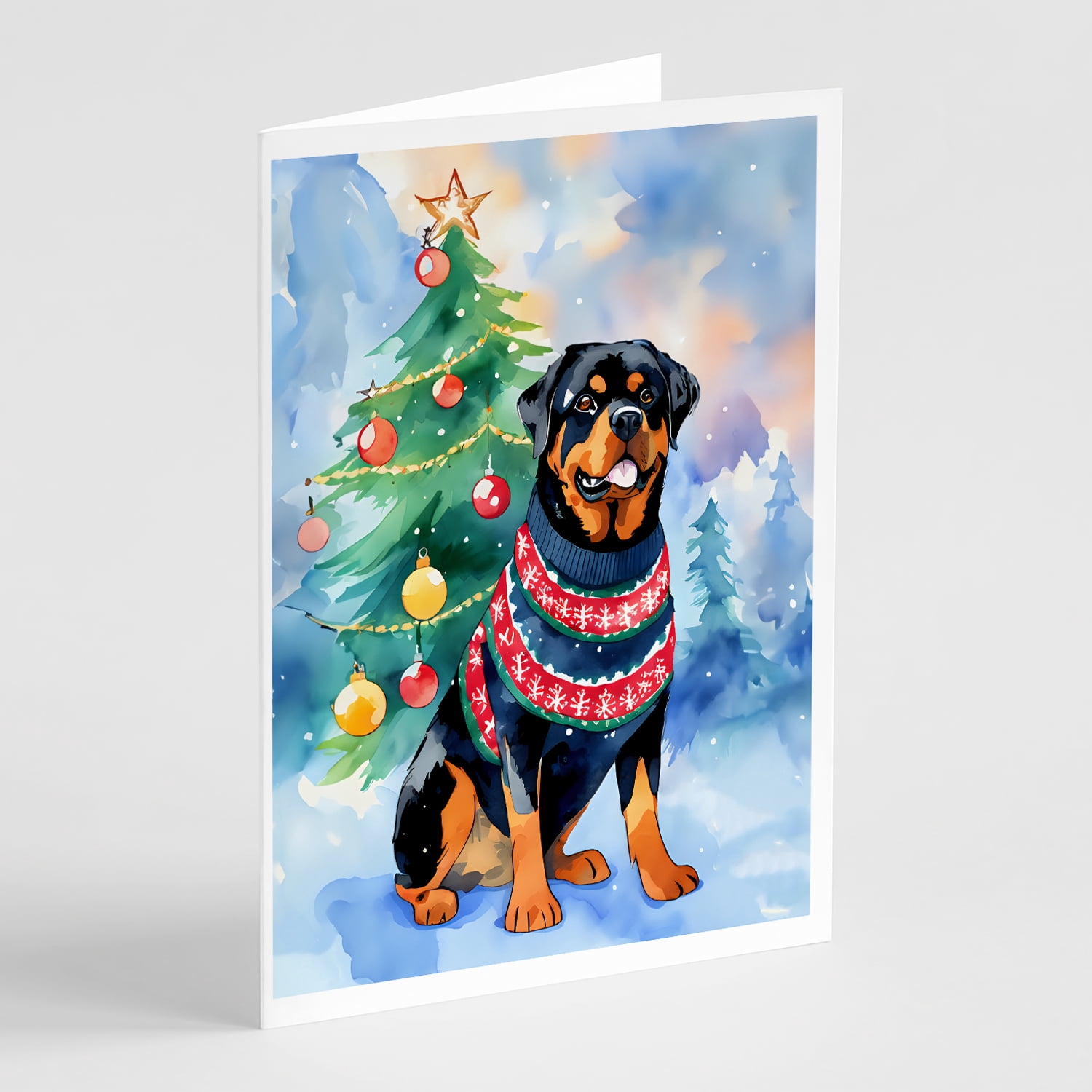 Rottweiler Christmas Greeting Cards Pack of 8 7 in x 5 in - Walmart.com