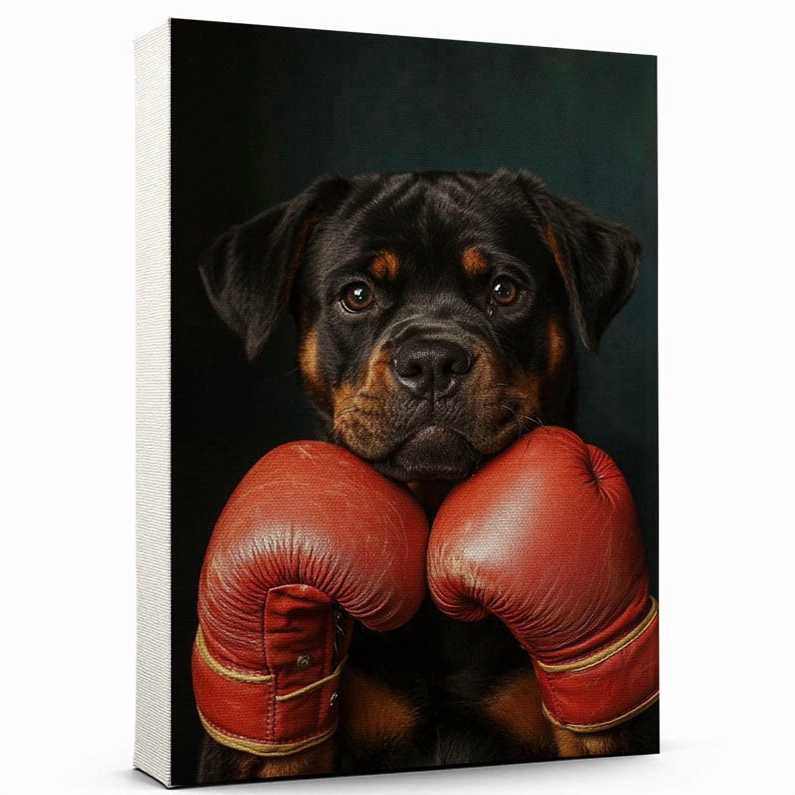 Rottweiler Cute Dog Boxing Stretched Canvas Size 8x12 – Retro ...