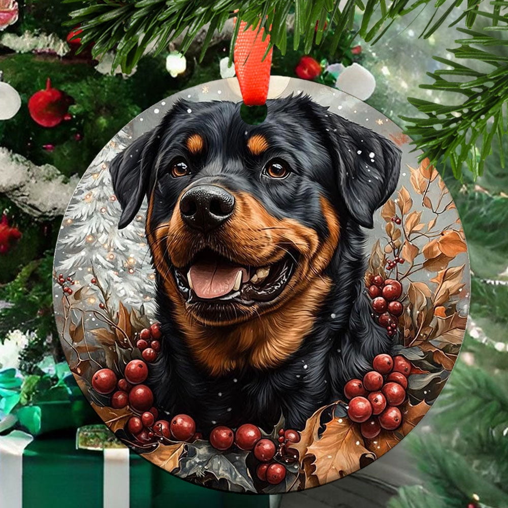 Rottweiler Dog 1 Ceramic/Acrylic Christmas Ornament, Sweetheart Love ...