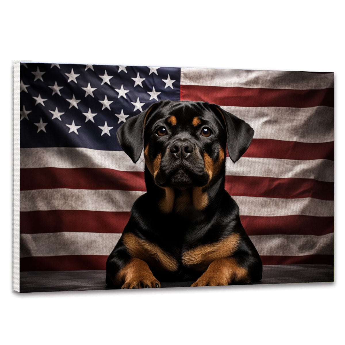 Rottweiler Dog Canvas with American Flag Canvas Wall Art Dog Canvas ...