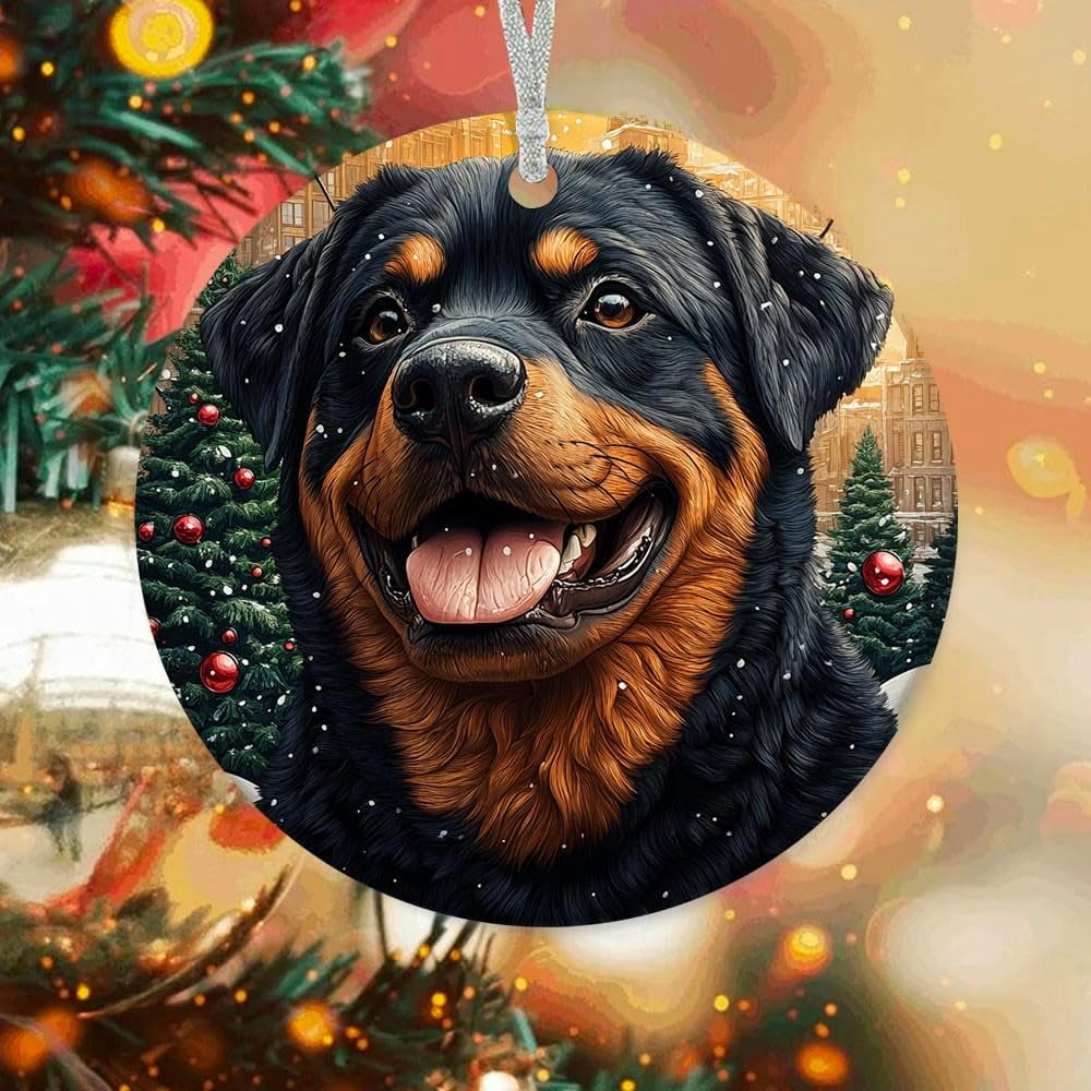 Rottweiler Dog Custom Ornaments 2025, Rottweiler Dog Ornament ...