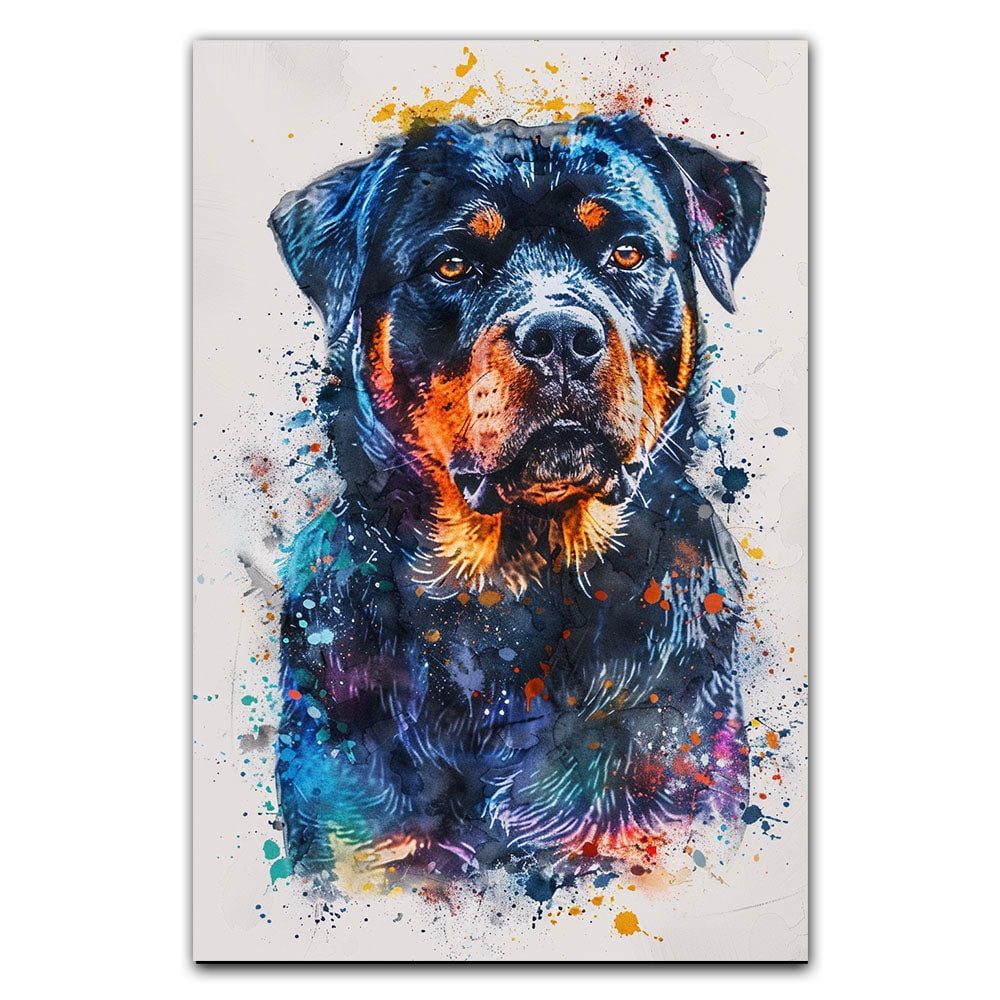 Rottweiler Dog Poster Wall Art, Modern Cute Colorful Puppy Poster Dog ...