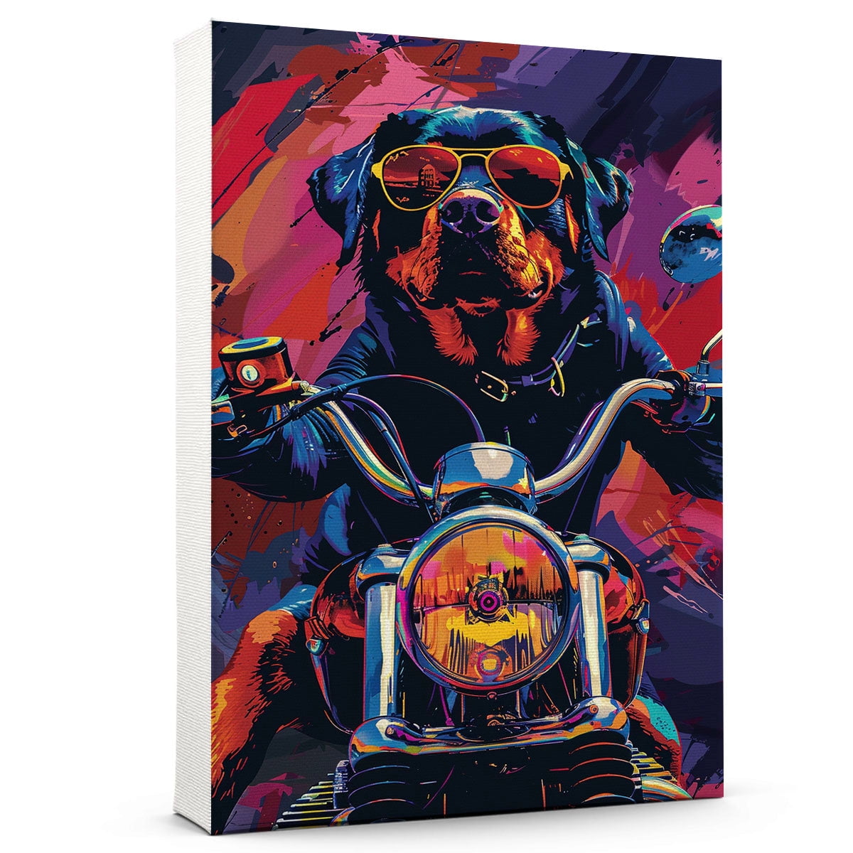 Rottweiler Dog Riding a motorcycle Poster Unframe, Rottweiler Dog ...