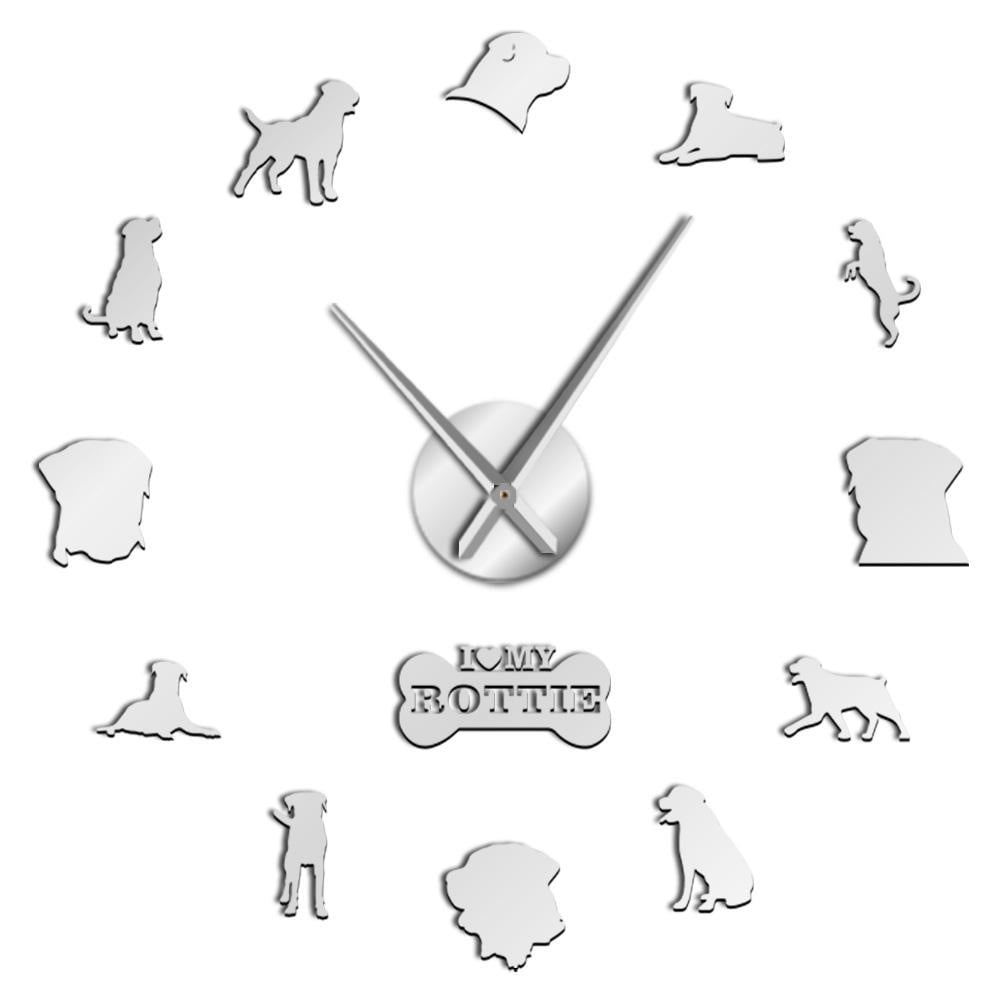 Rottweiler Dog Rottie Frameless Wall Clock Stickers, DIY Modern ...