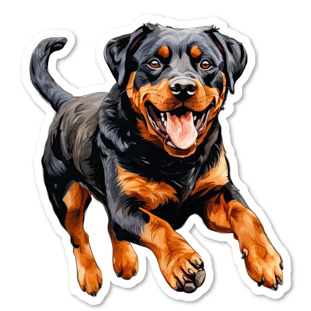 Rottweiler Dog Sticker, Water Resistant, Indoor, Laptopphone Decal ...