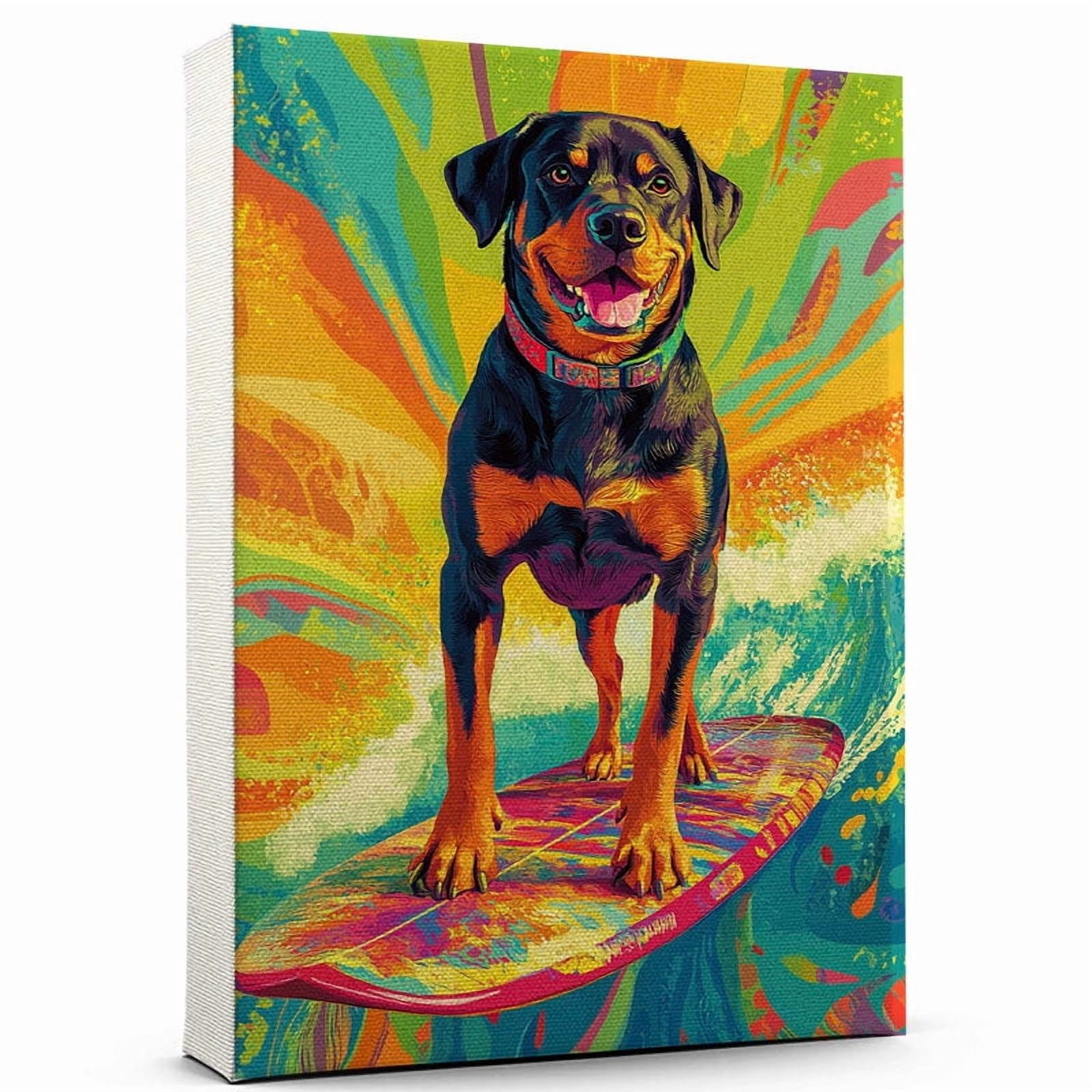 Rottweiler Dog Stretched Canvas Size 8x12 Surfboard Canvas – Cute ...