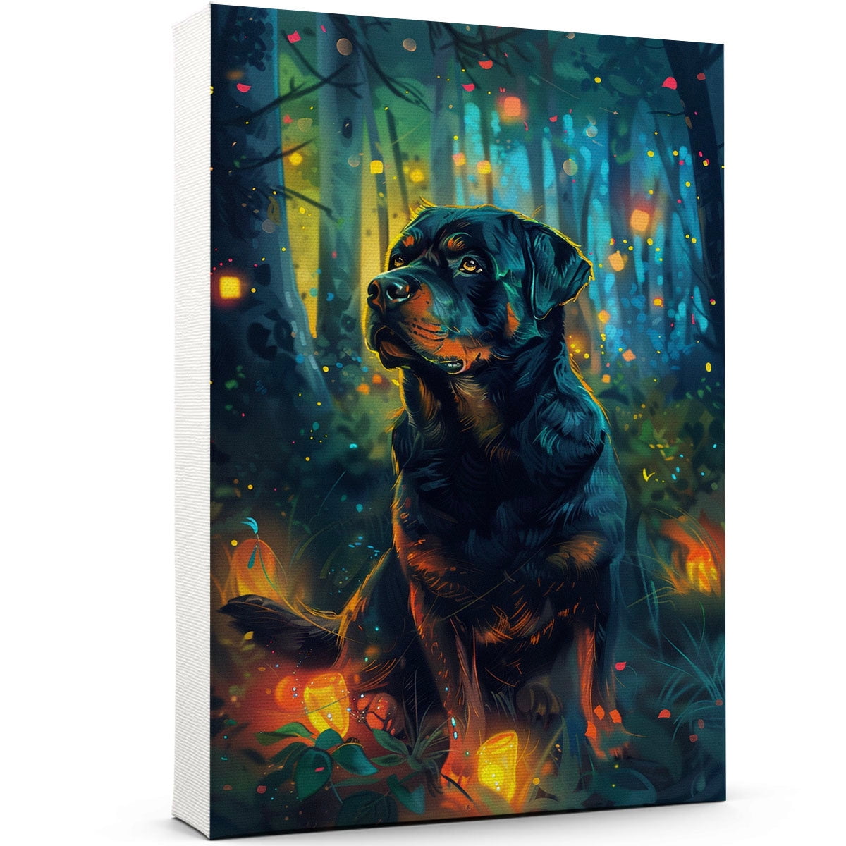 Rottweiler Dog Watercolor Art Poster - Rottweiler Dog Canvas Wall Art ...