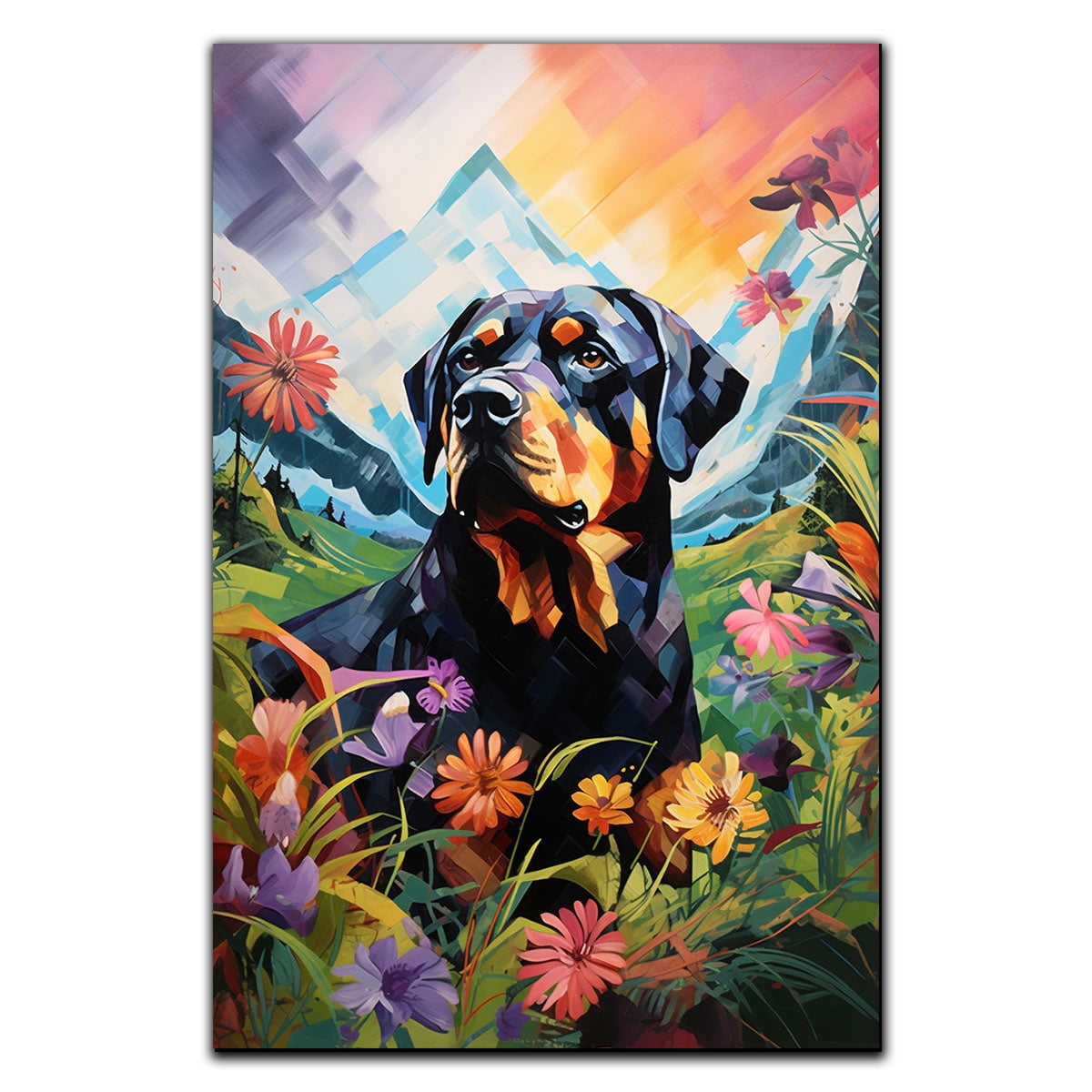 Rottweiler Dog Watercolor Art Print Canvas, Watercolor Paper for Living ...