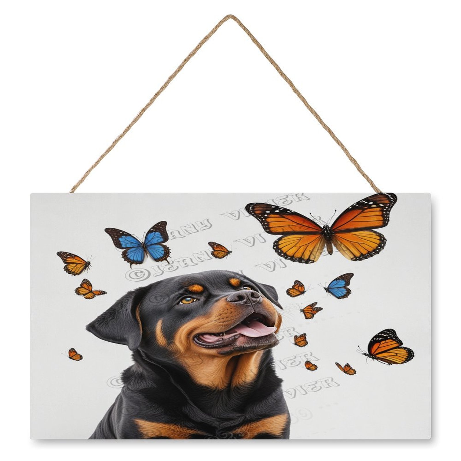 Rottweiler Dog Wood Sign, Cute Dog Decor, Hanging Printed Wooden Plaque ...