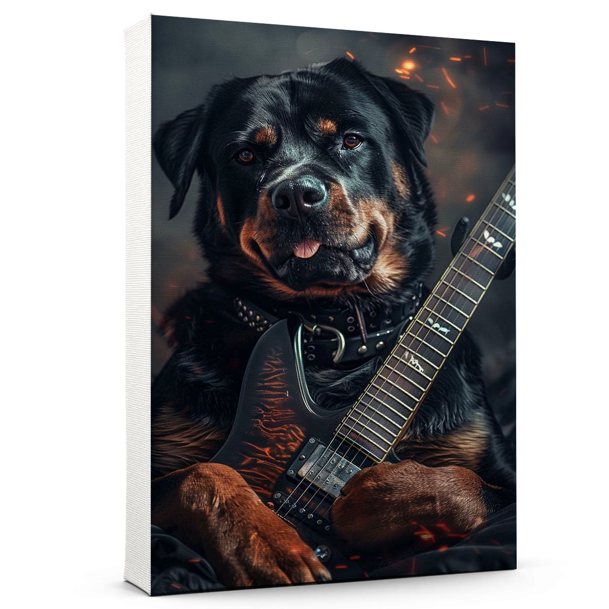 Rottweiler Dog and Guitar Picture Poster Unframe, Rottweiler Dog Canvas ...