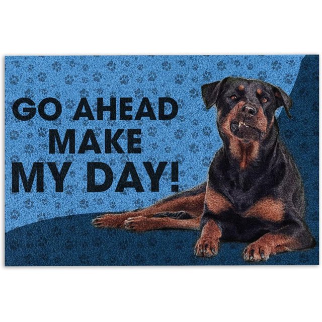 Rottweiler Door Mat Rottweiler Dog Go Ahead Make My Day Welcome Non ...